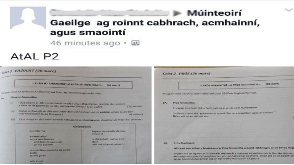 LC Irish Paper 2 published online- while students were in the exam ...