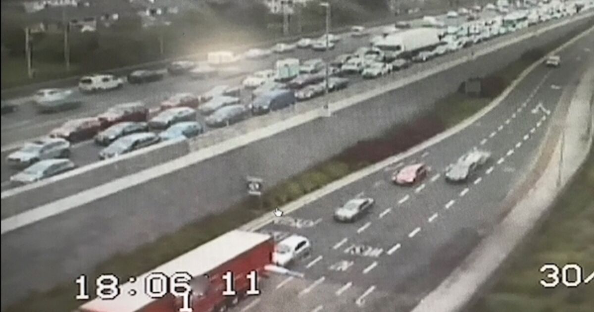 Two in hospital after collision involving truck and bus on N7