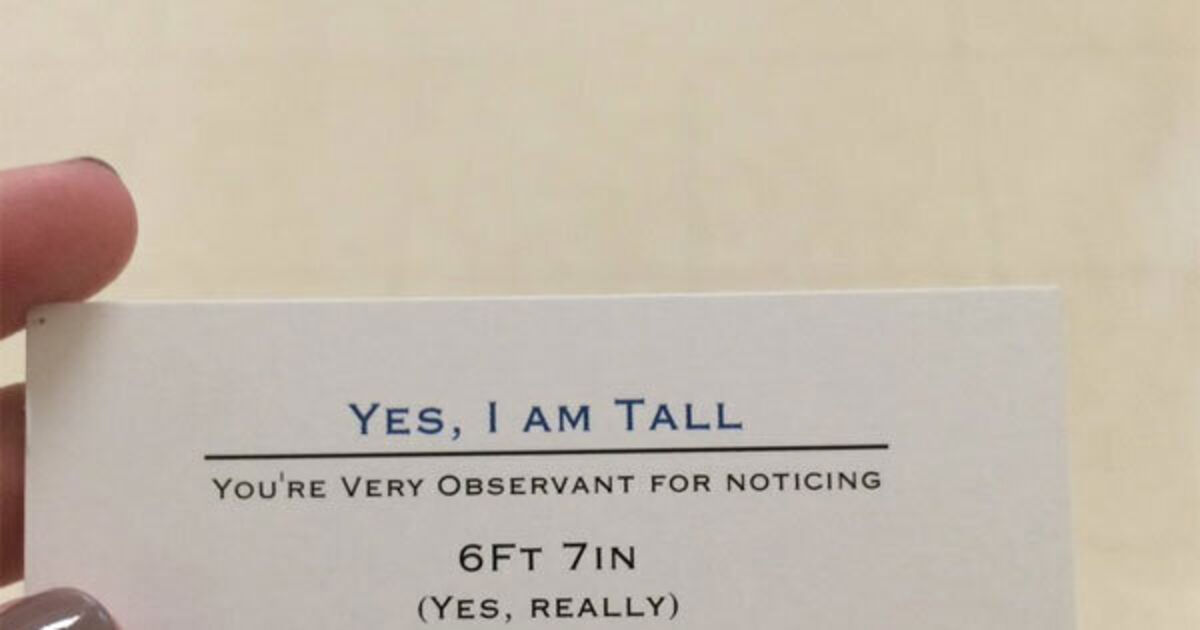 Every tall person needs this card in their life