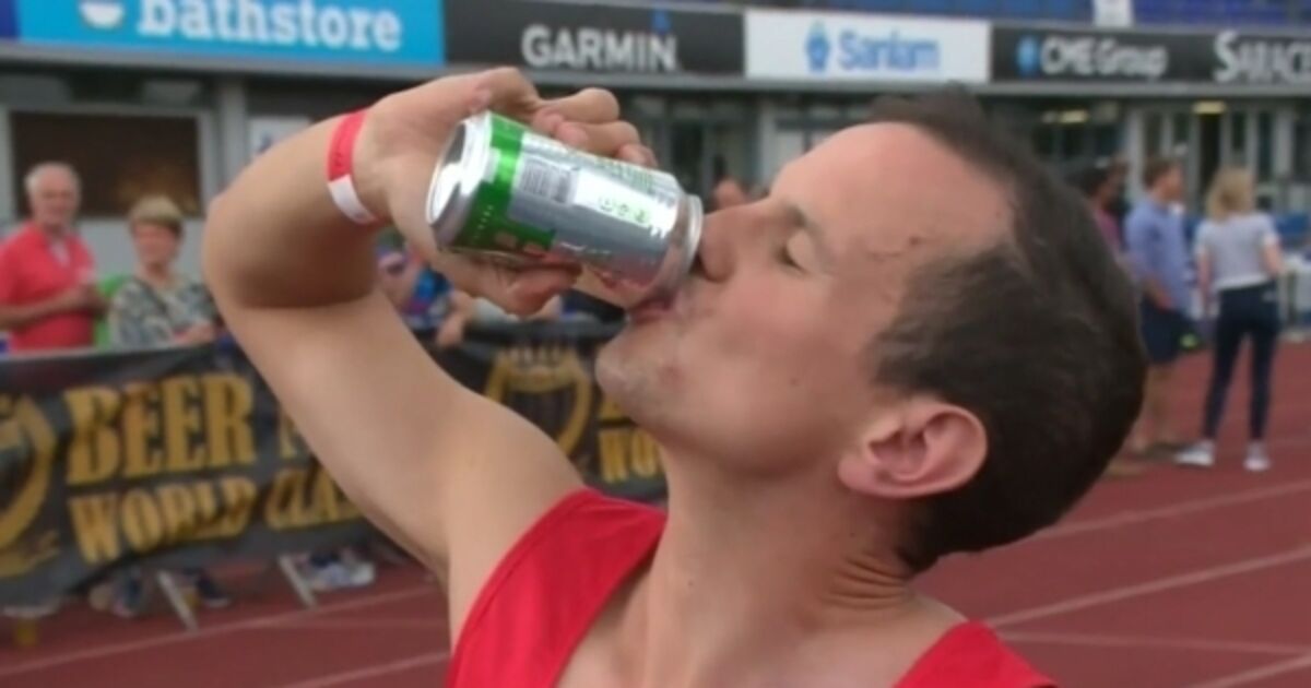 Watch the beer guzzling race that will never make the Olympics