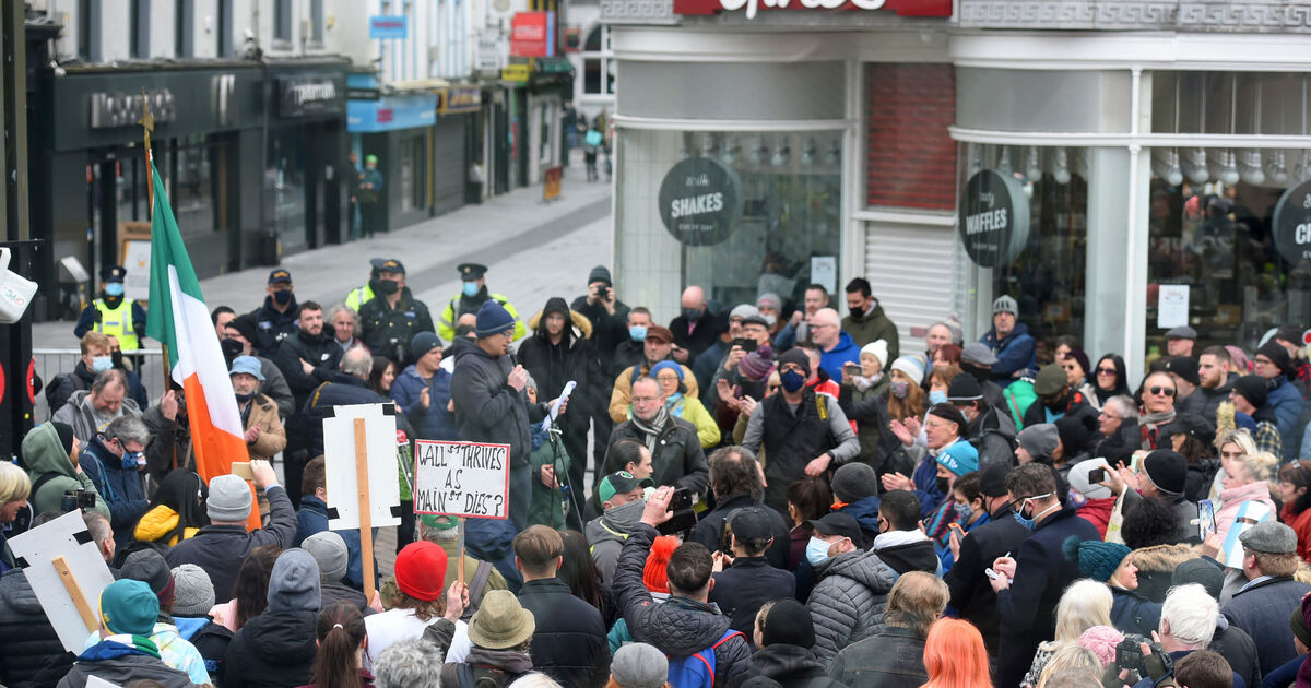 Cork anti-lockdown protest attracts hundreds into city centre