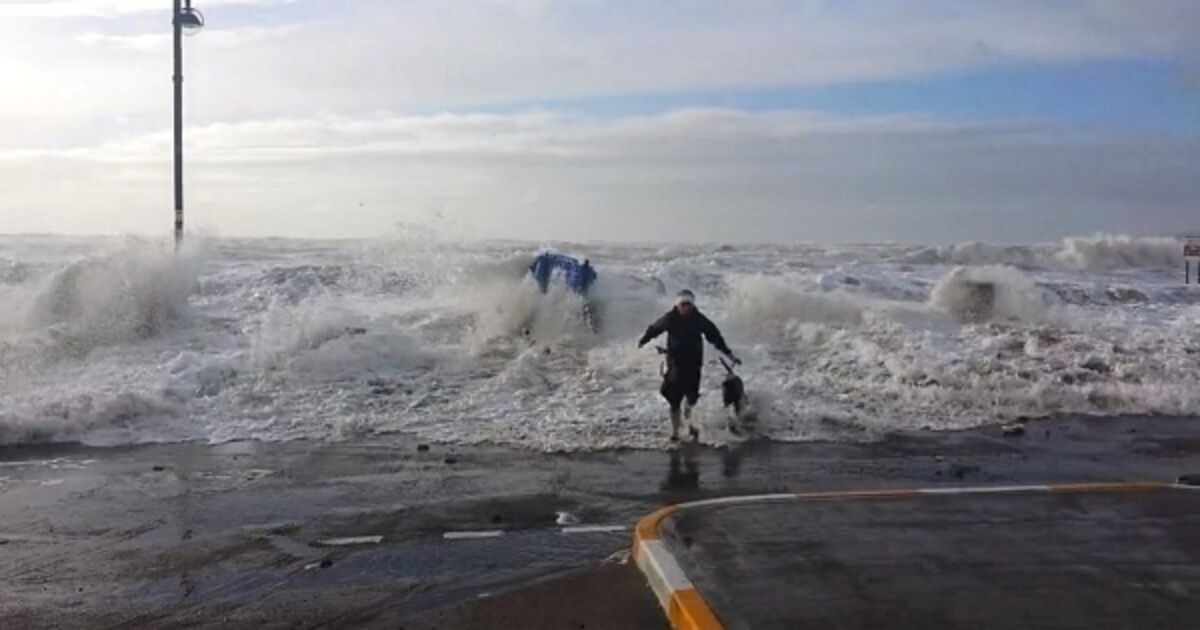VIDEO: Dramatic footage of woman running from massive wave