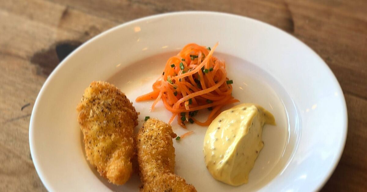 Fried Monkfish with Carrot Salad and Mustard Mayonnaise