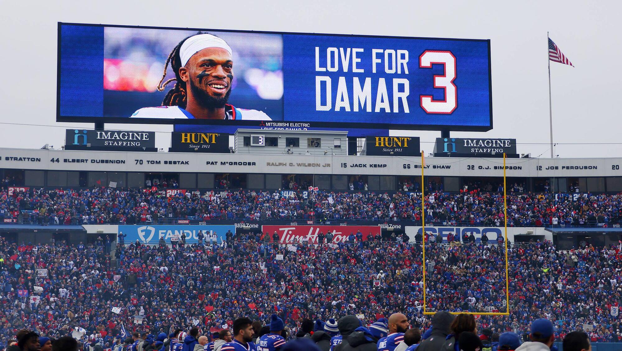 Recovering Damar Hamlin returns to Buffalo