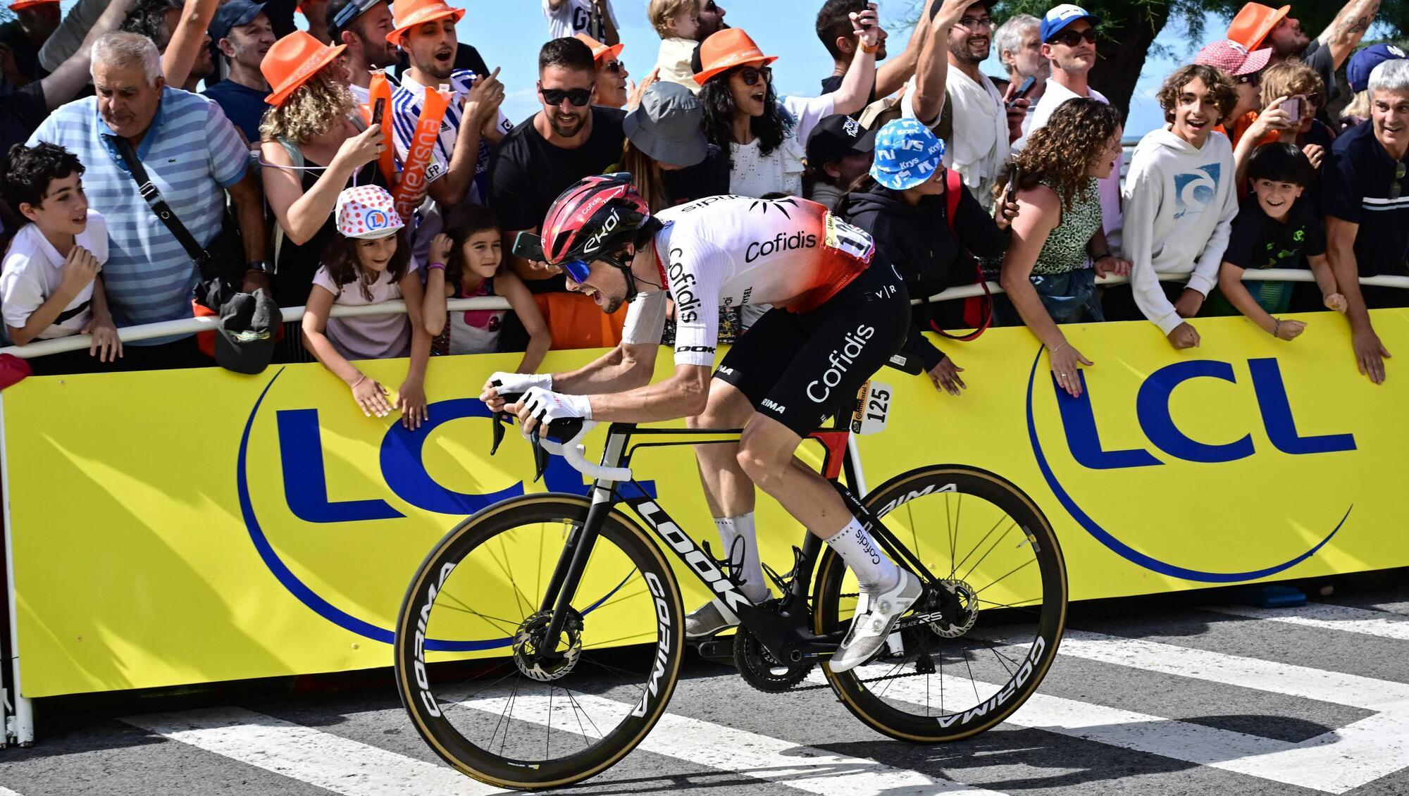 Victor Lafay breaks clear late on to win stage two of Tour de France