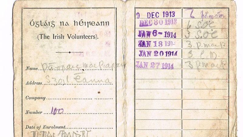 Padraig Pearse's Irish Volunteers membership card for auction