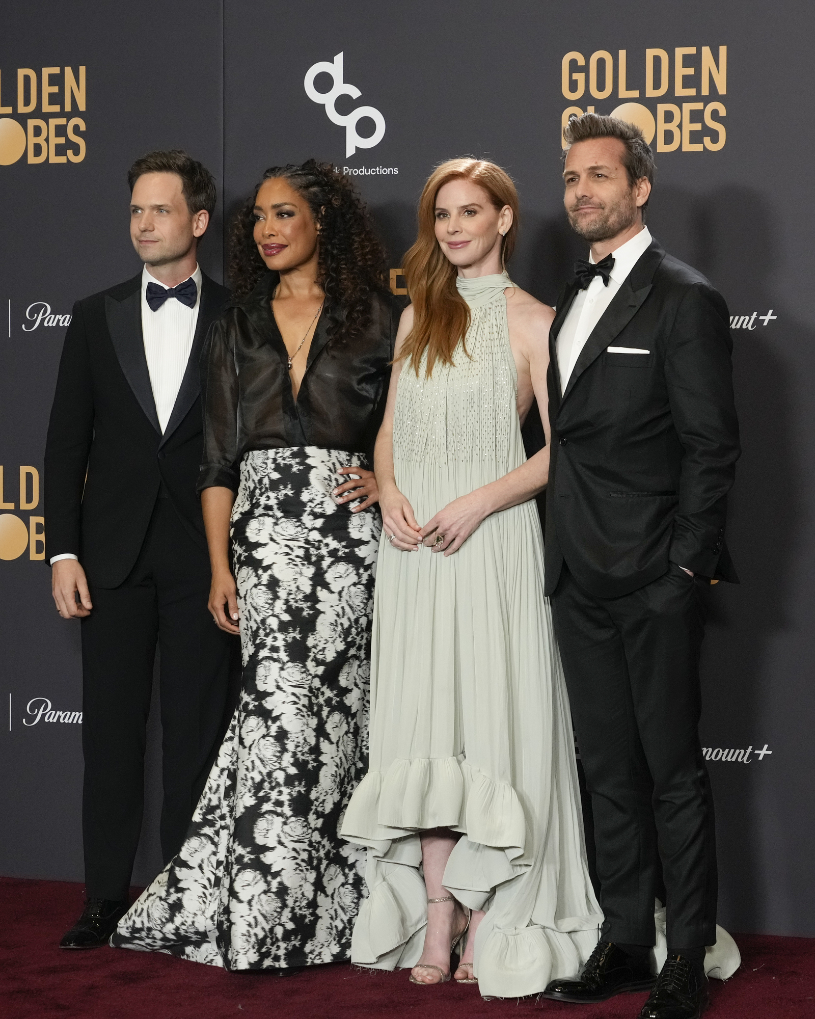 Suits cast members reunite on stage at Golden Globes