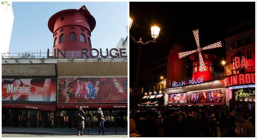 Windmill sails fall from iconic Paris cabaret club Moulin Rouge