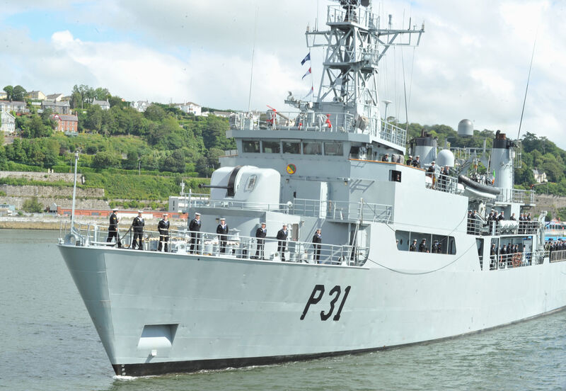 'Last Irish warship built in Ireland' leaves Cork Harbour for final time