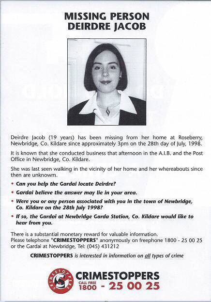 Gardaí appeal for information on 26th anniversary of Deirdre Jacob's ...