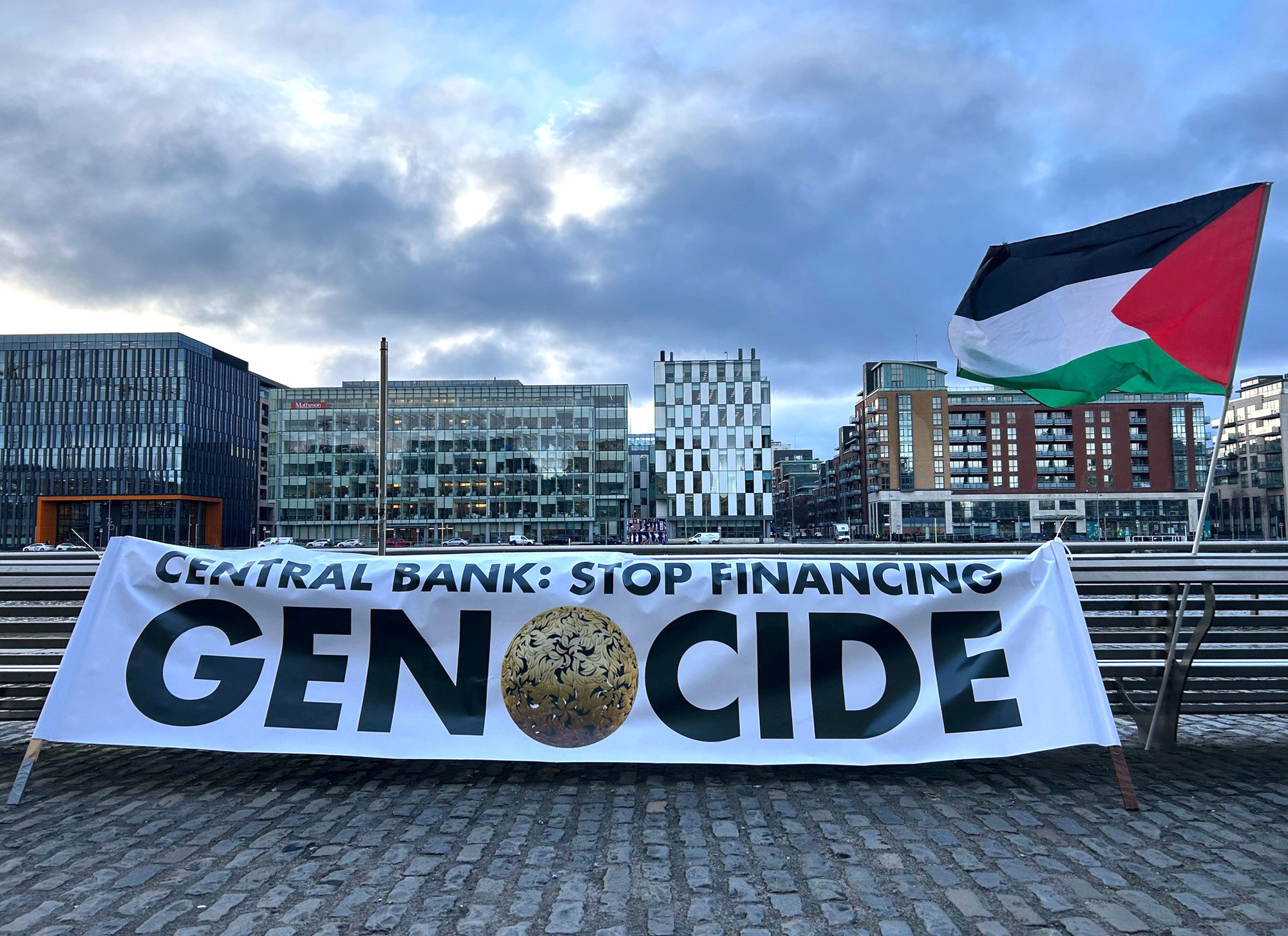 Protesters target Ireland’s Central Bank over sale of Israel Bonds in EU