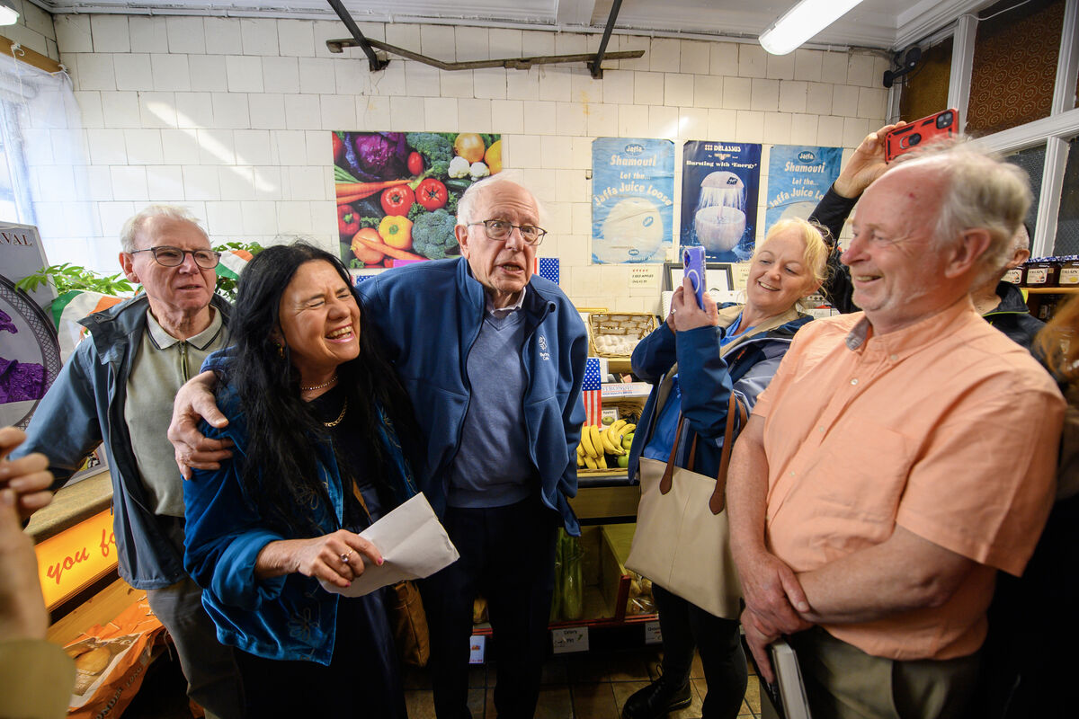 Bernie Sanders visits Cork butcher shop to honour legacy of Mother Jones