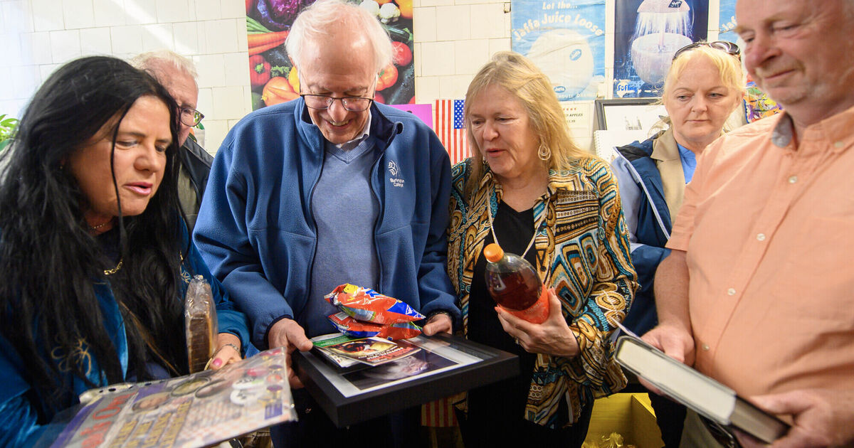 Watch: Bernie Sanders gifted Tanora, Tayto, and Chester cake during ...