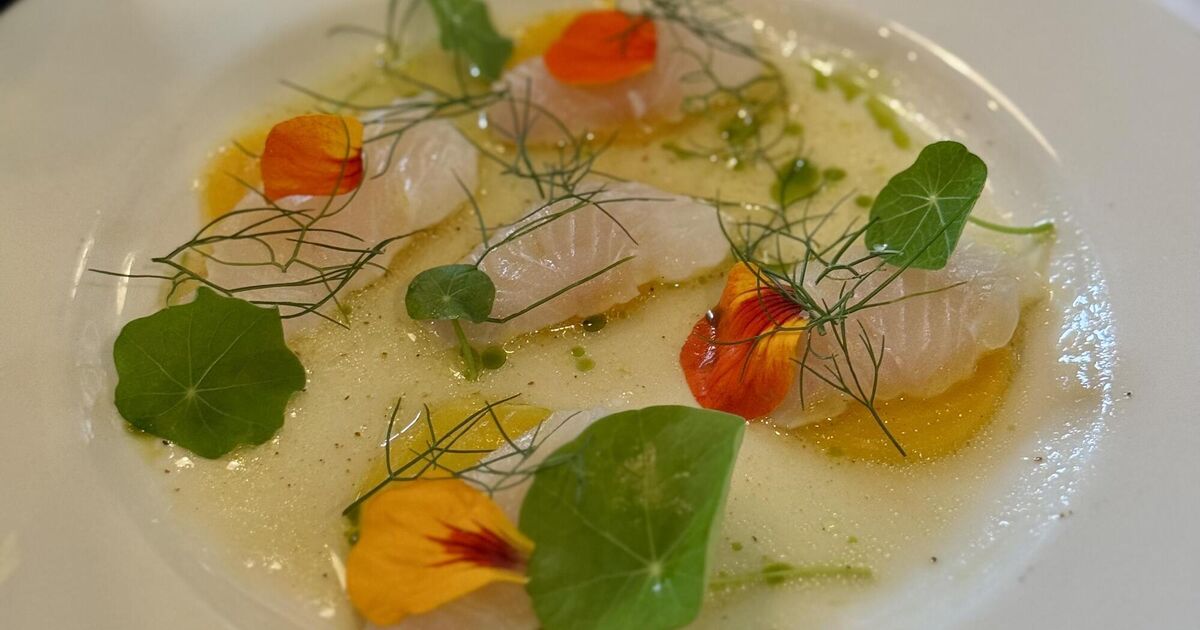 White Fish & Golden Beet Crudo with Nasturtium, Lemon & Honey