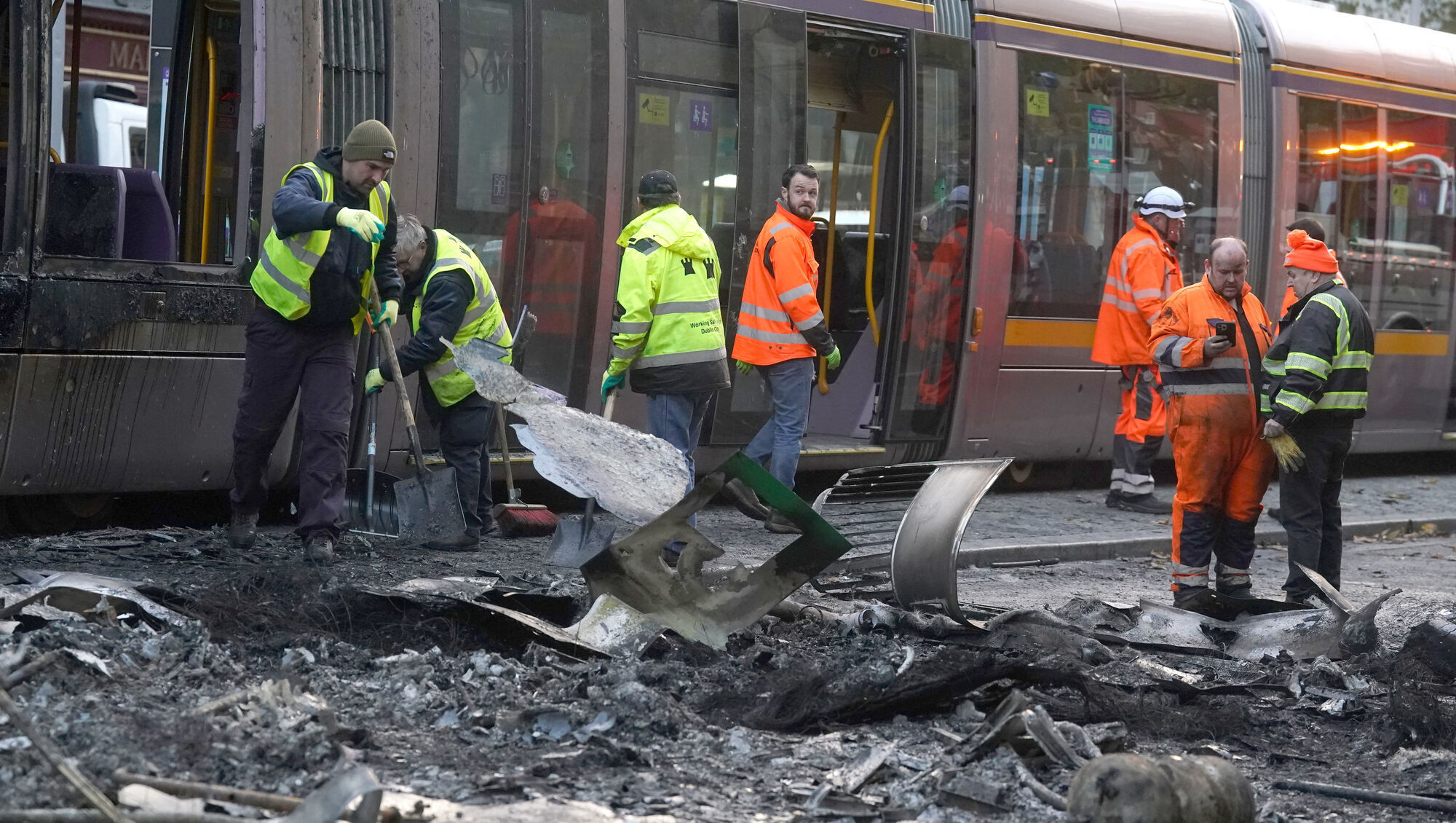 Man who set Luas on fire during Dublin riots jailed for three years